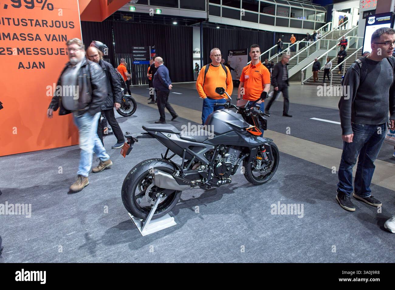 Pasila, Helsinki, Finland – January 31. 2025 : KTM 990 motorcycle on display at MP 25 Motorcycle ...