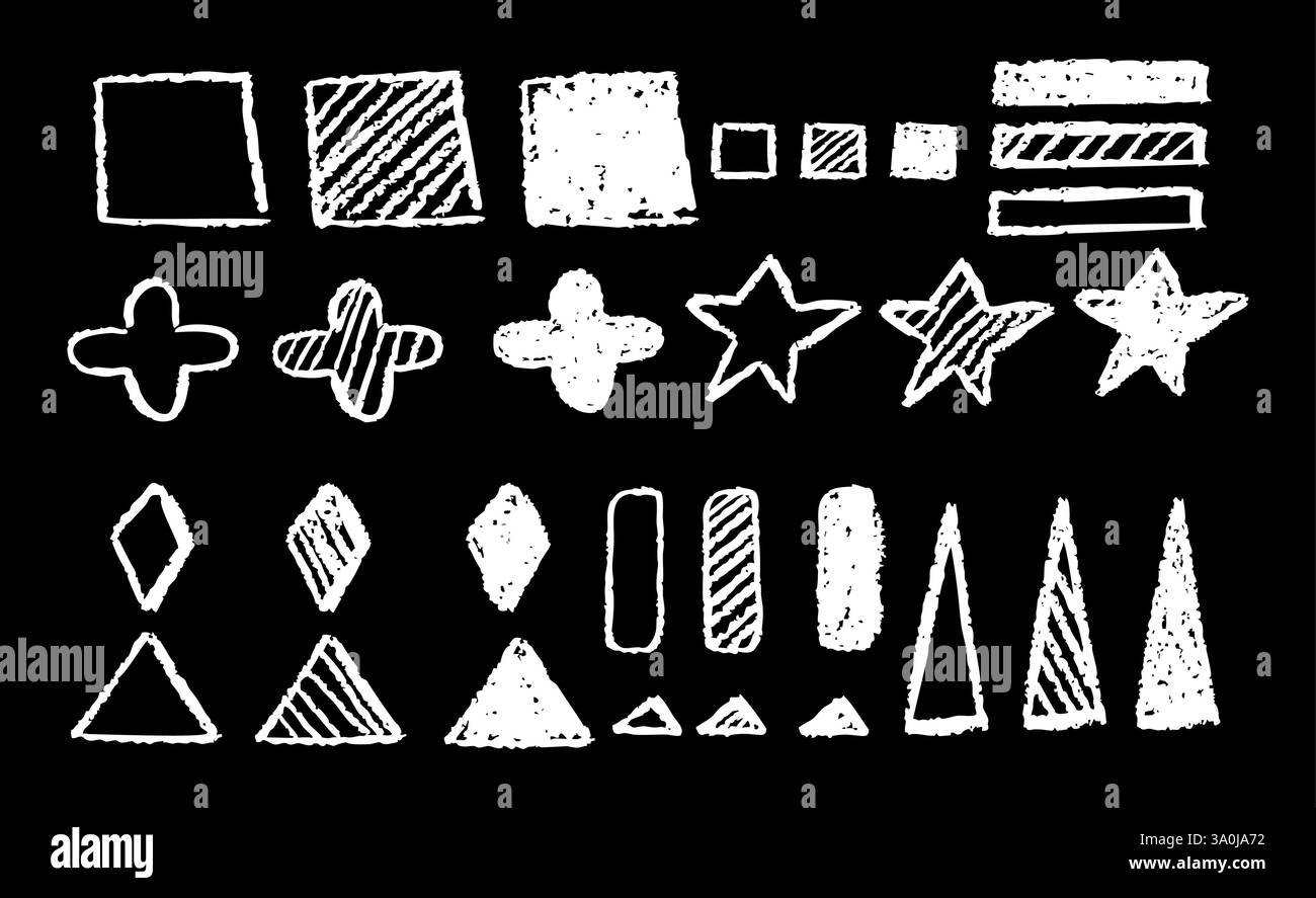 Set of abstract geometric basic shapes drawn with pastel white color or ...