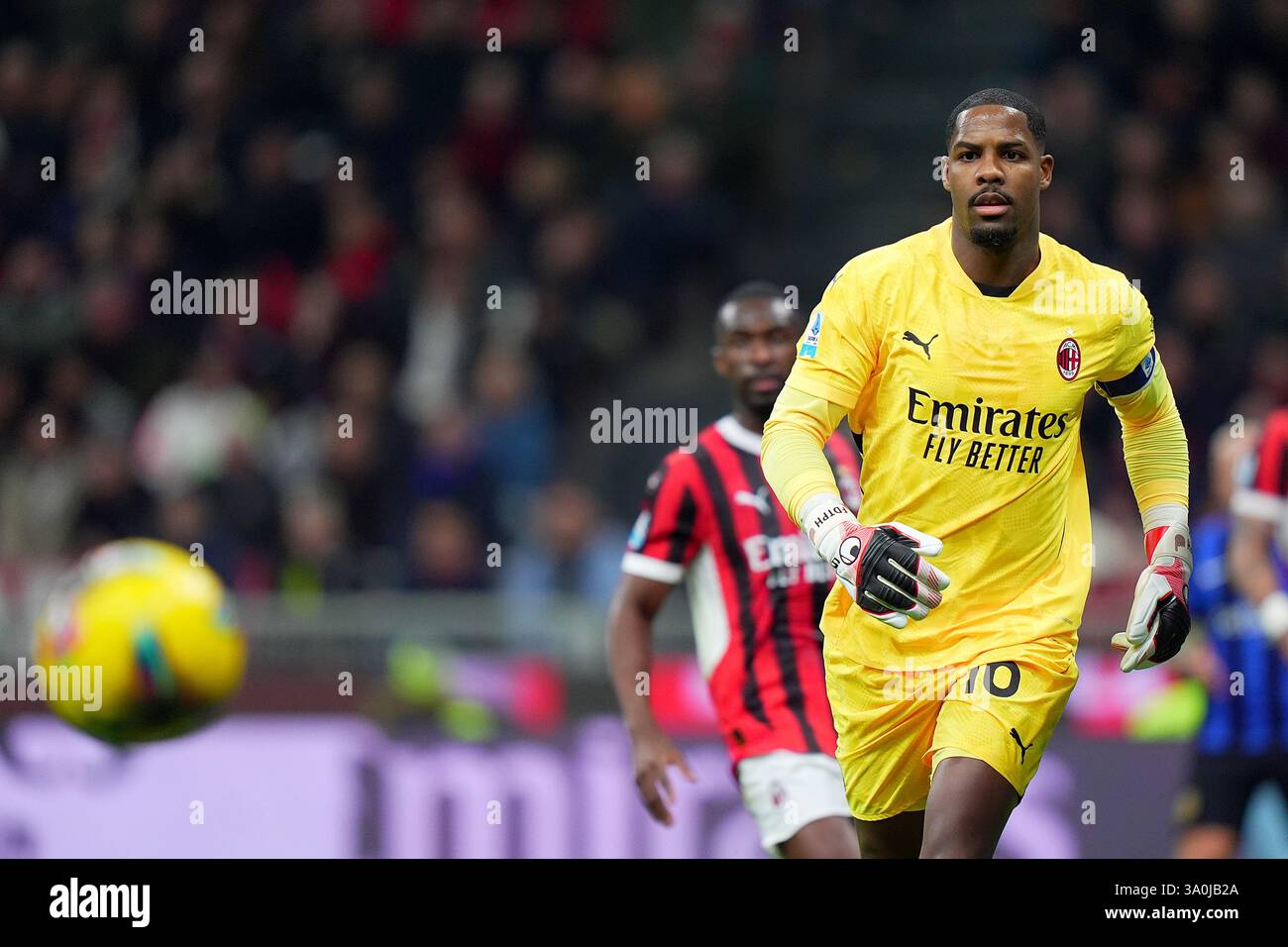 AC Milan's goalkeeper Mike Maignan during the Serie A soccer match ...