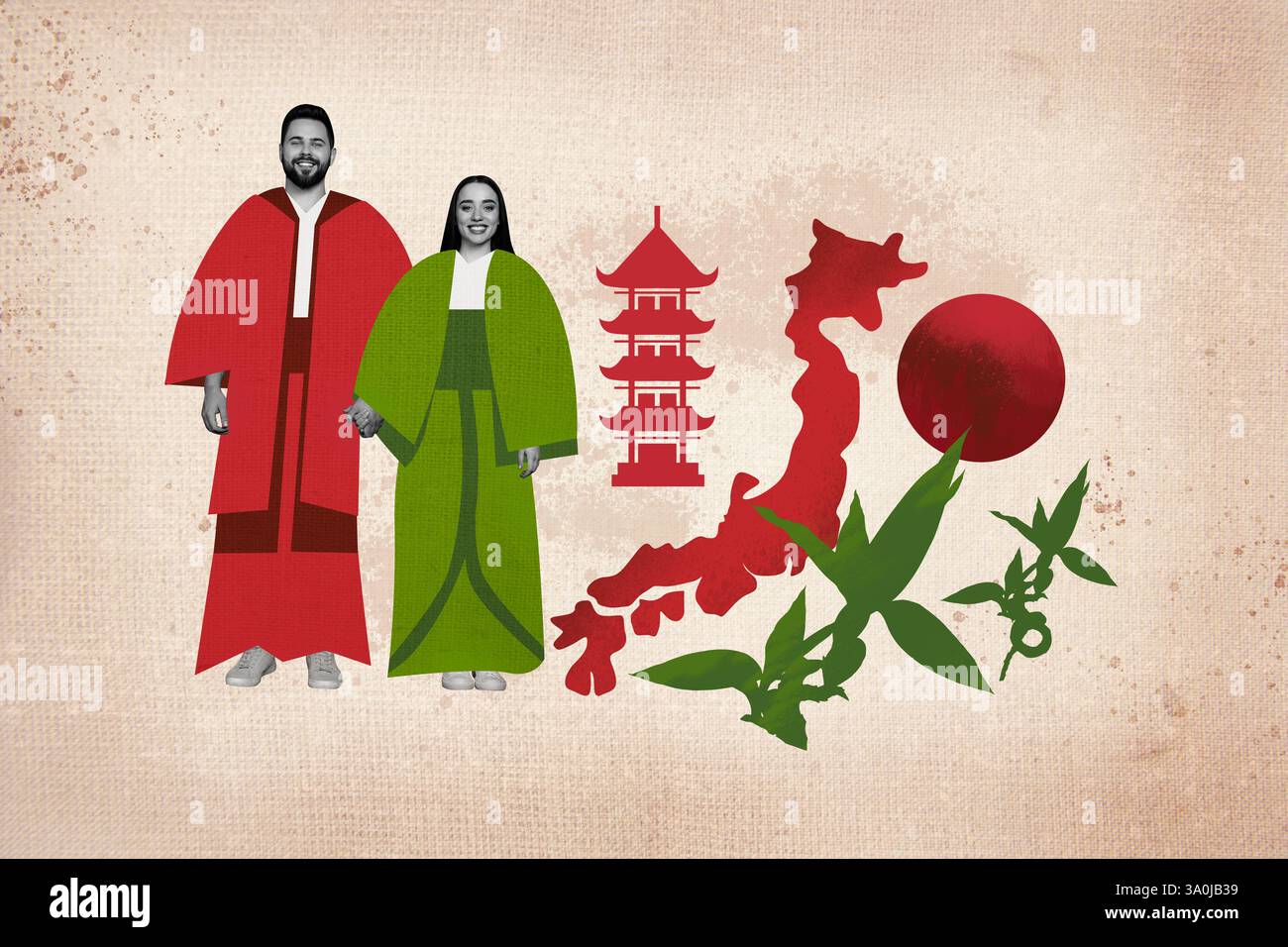 Poster sketch image artwork 3D photo collage of eastern culture ...