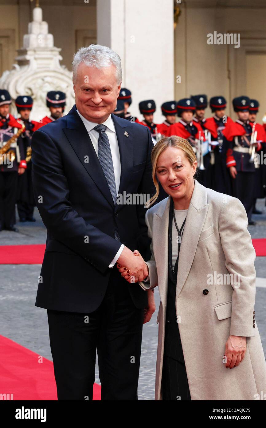 Rome, Italy, 4 March, 2025. Italian Premier Giorgia Meloni, right ...