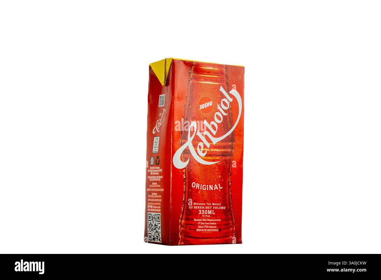 Teh Botol Sosro isolated on white background. One of famous tea brand ...