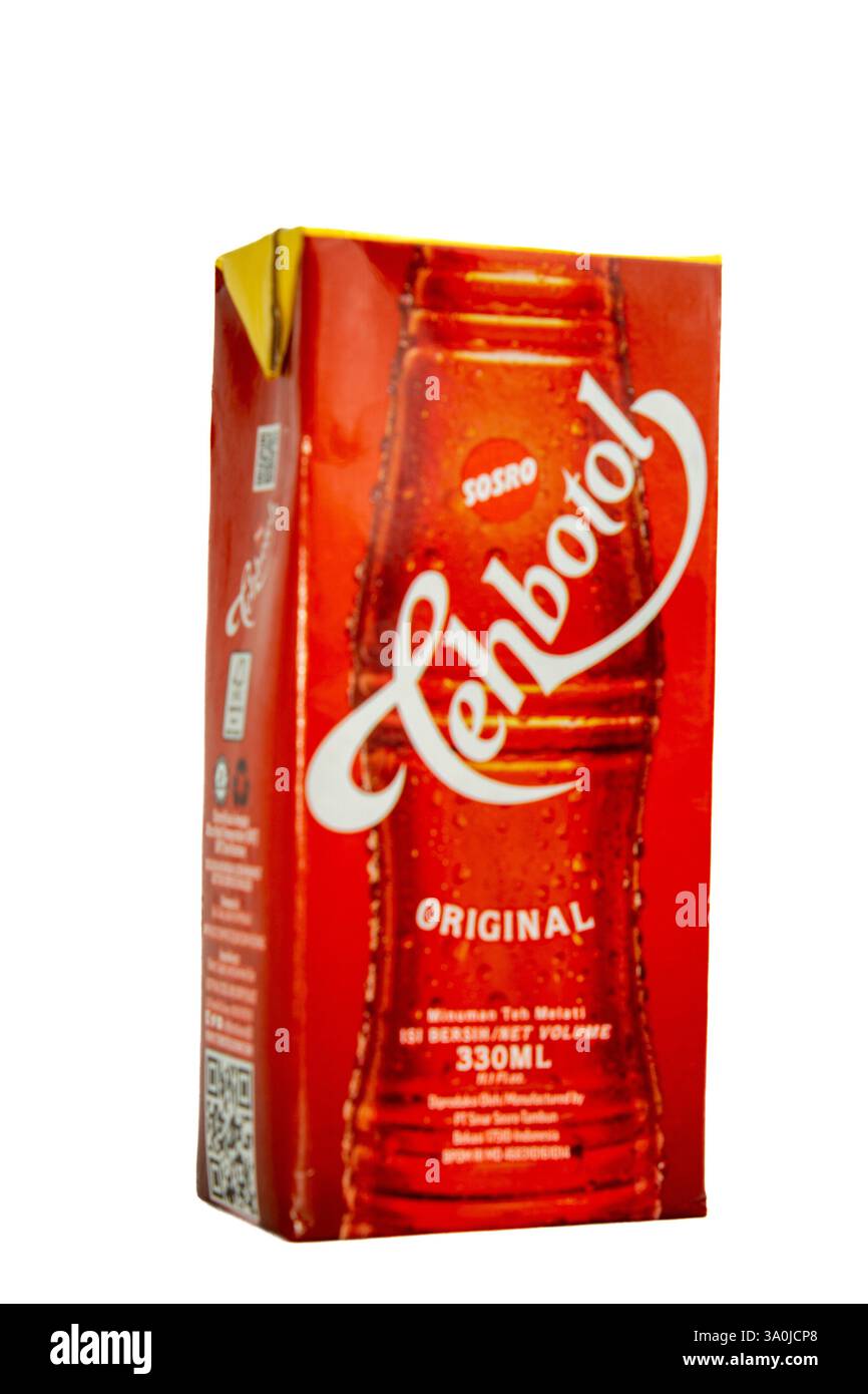 Teh Botol Sosro isolated on white background. One of famous tea brand ...