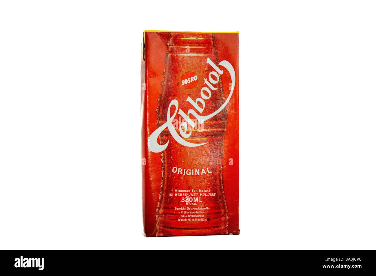 Teh Botol Sosro isolated on white background. One of famous tea brand ...
