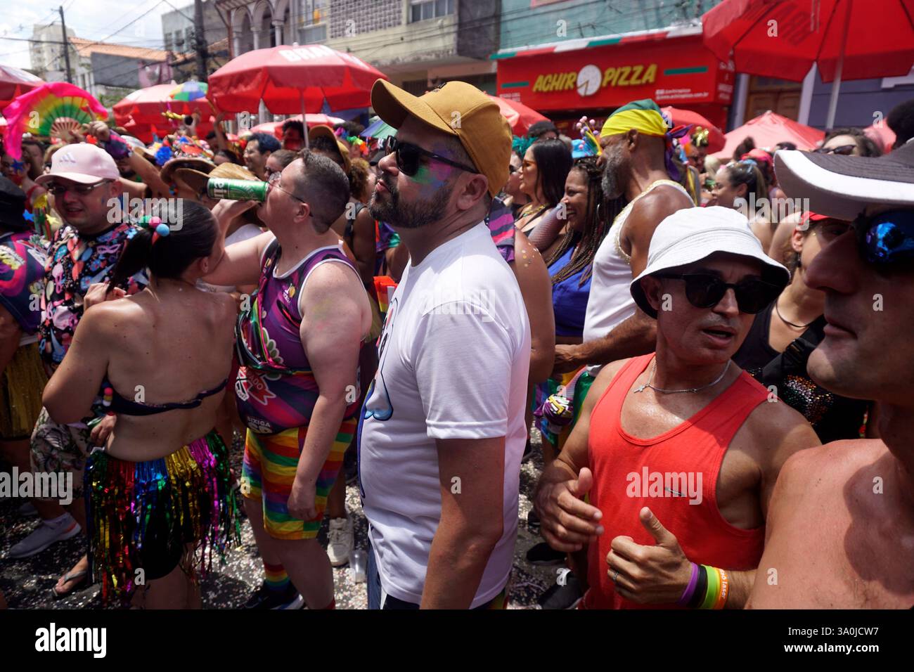Revelers have fun at the carnival street party in Sao Paulo, Brazil, on ...