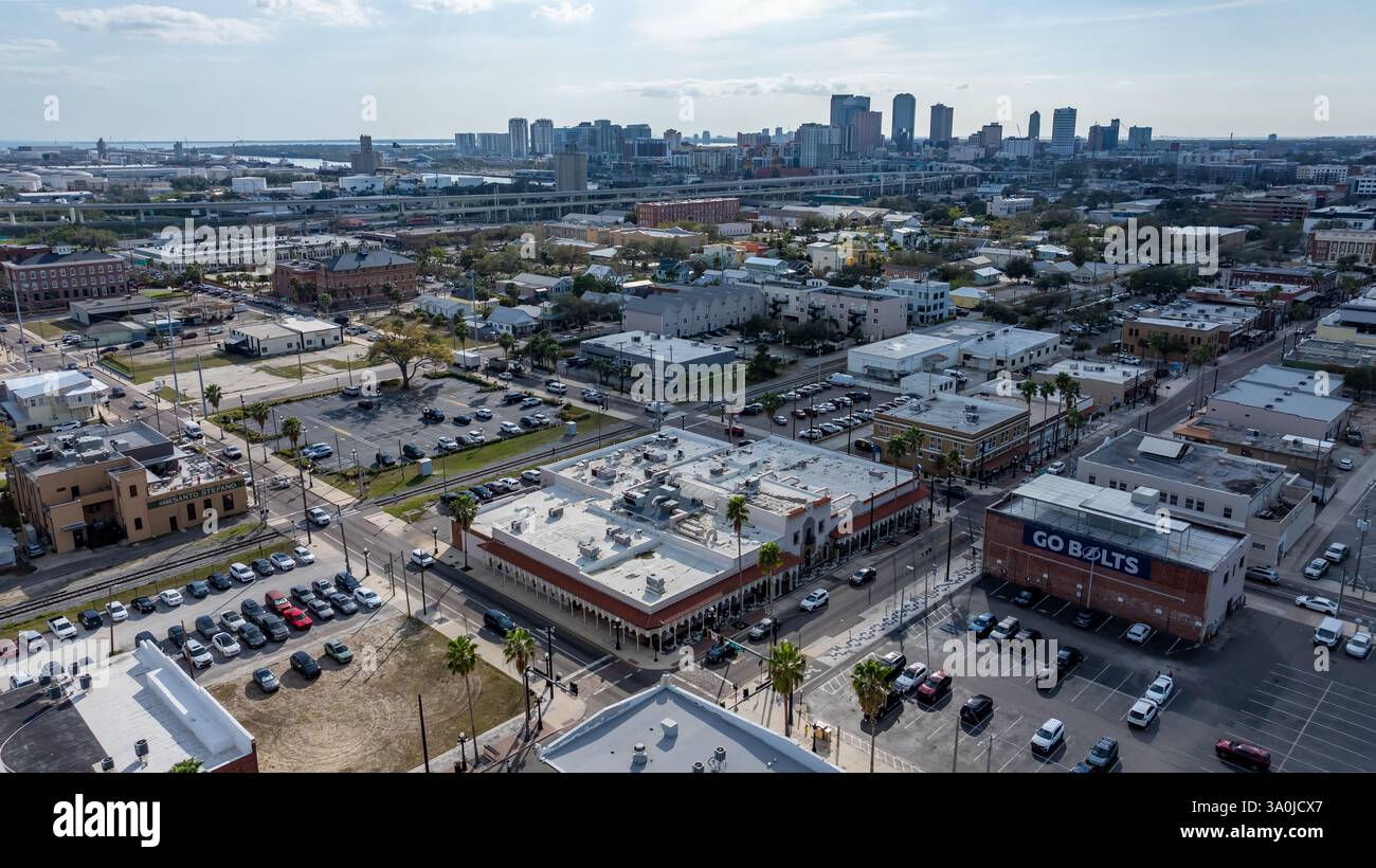 Ybor Historic District, Tampa, Florida, USA - 02-18-2025: Aerial image ...