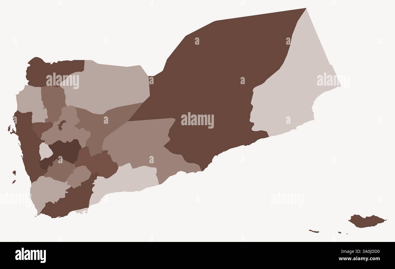 Map of Yemen with regions. Just a simple country border map with region ...