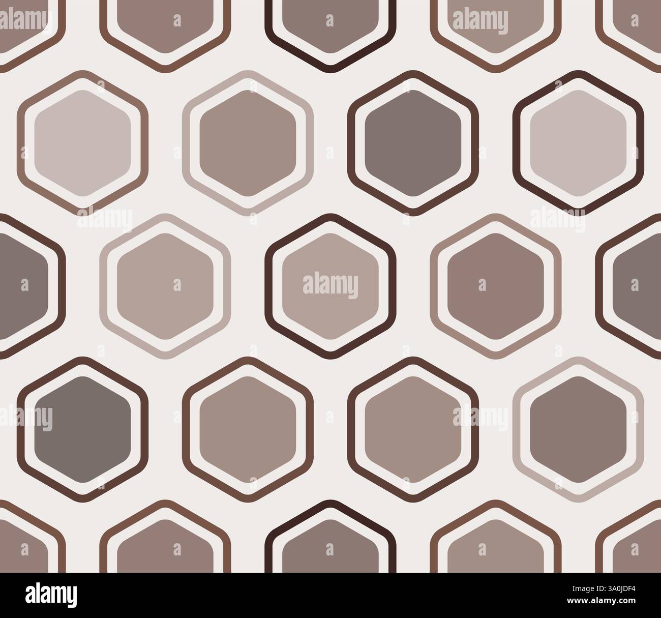 Hexagon geometric shapes background. Bold rounded hexagons mosaic cells with padding and inner ...