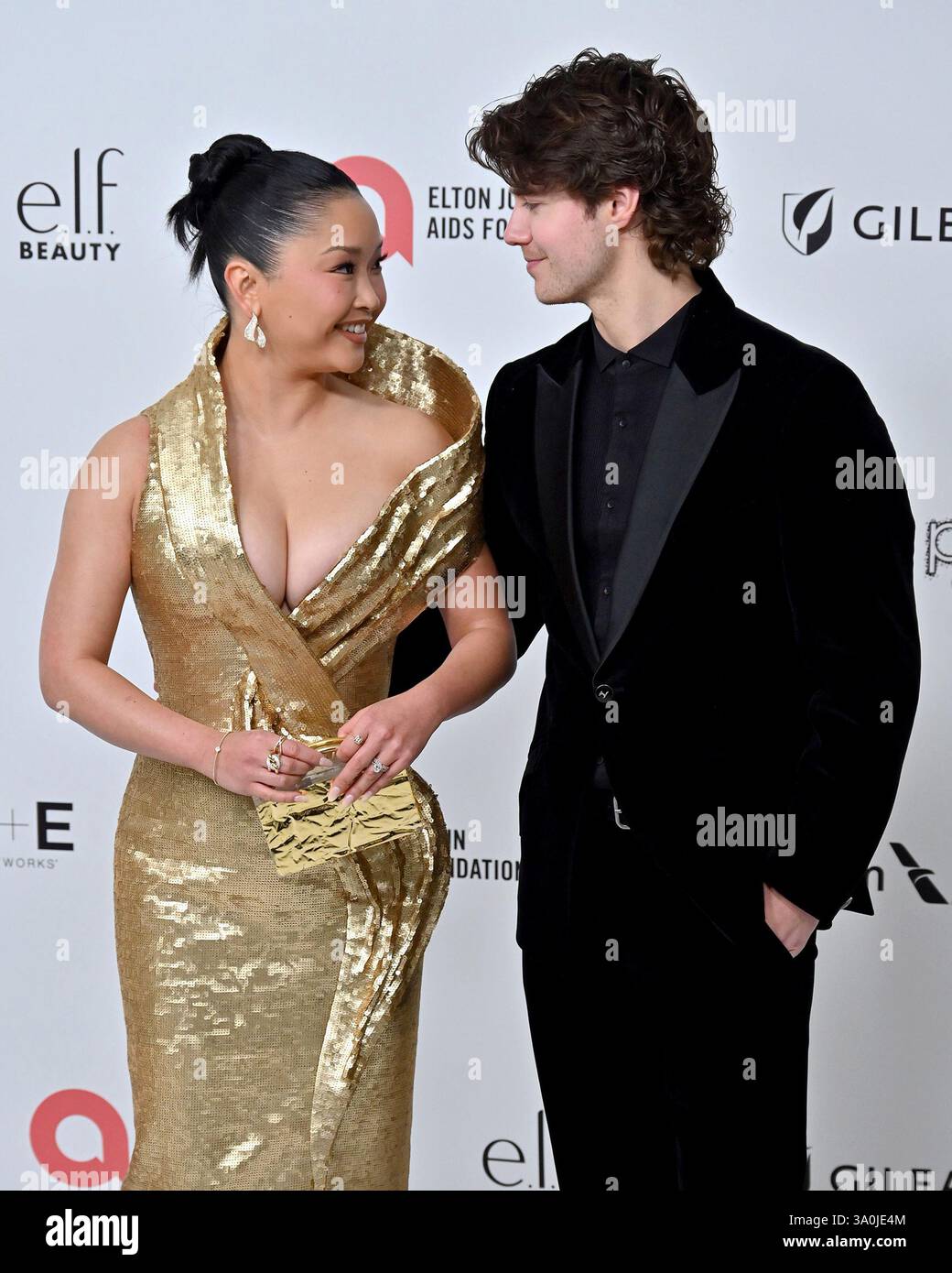 LOS ANGELES - MAR 2: Lana Condor, Anthony De La Torre at the Elton John ...