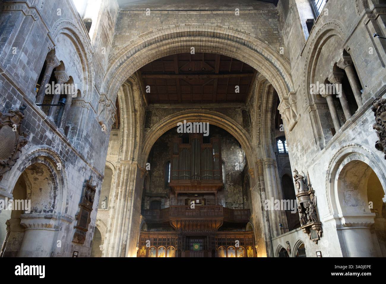 church organ inside St Bartholomew the Great church in London Stock ...