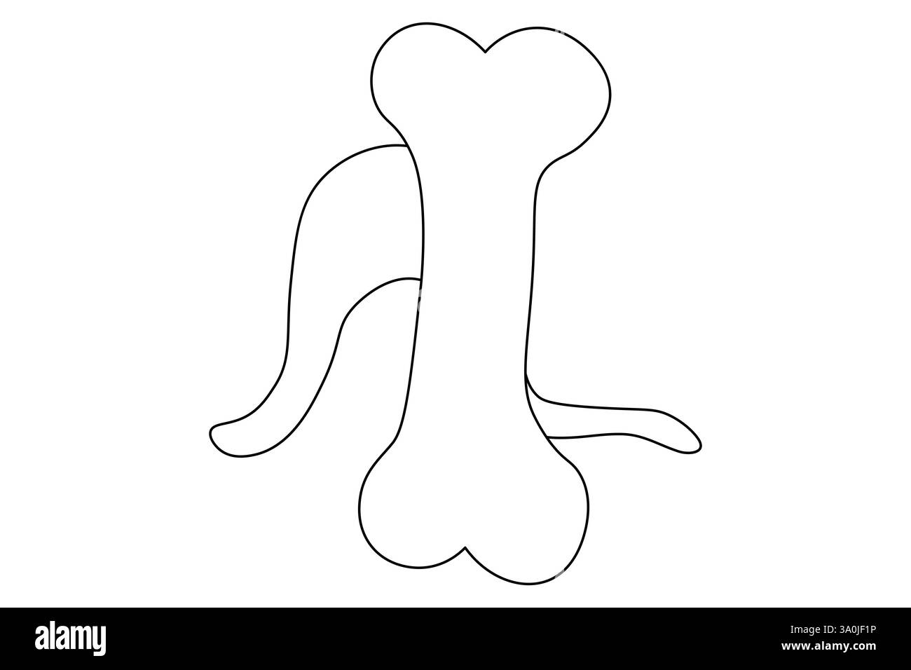 Dog bone continuous single line drawing animal paw icon outline vector ...