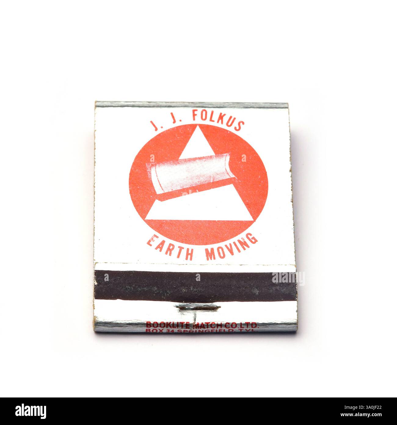 J.J. Folkus Earth Moving 1960's matchbook matches Stock Photo - Alamy