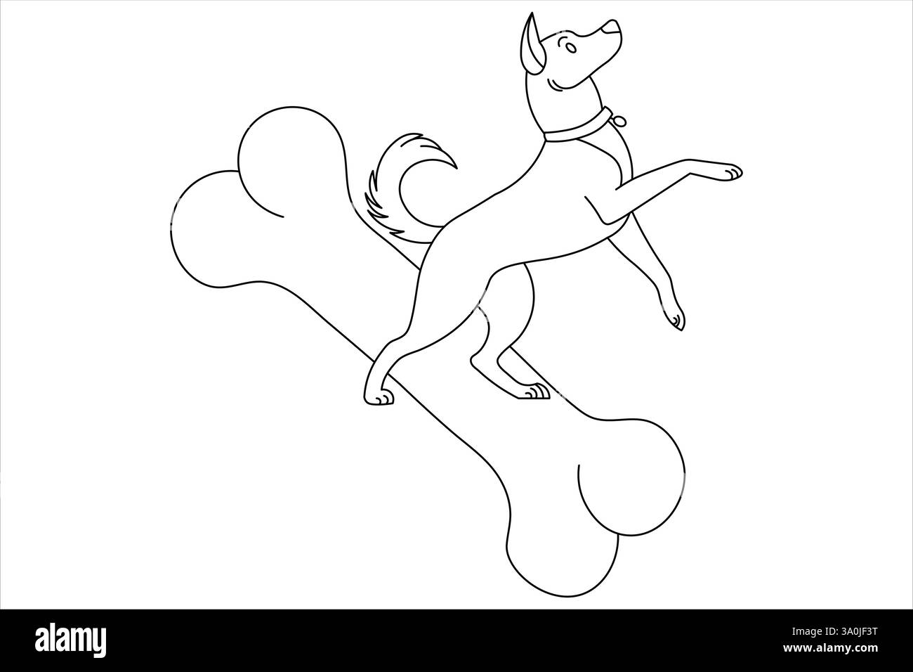 Dog bone continuous single line drawing animal paw icon outline vector ...