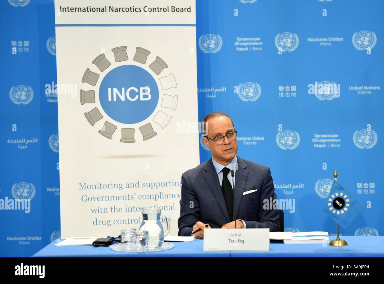 (250304) -- VIENNA, March 4, 2025 (Xinhua) -- Jallal Toufiq, president ...