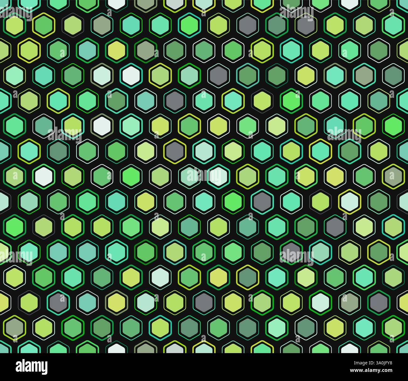 Pattern of hexagon shapes. Geometric elements of varied style and color. Hexagon cells. Tileable ...