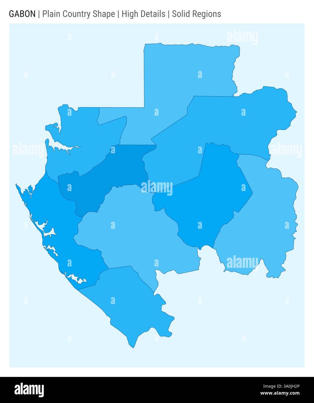 Gabon plain country map. High details. Solid regions style. Shape of ...