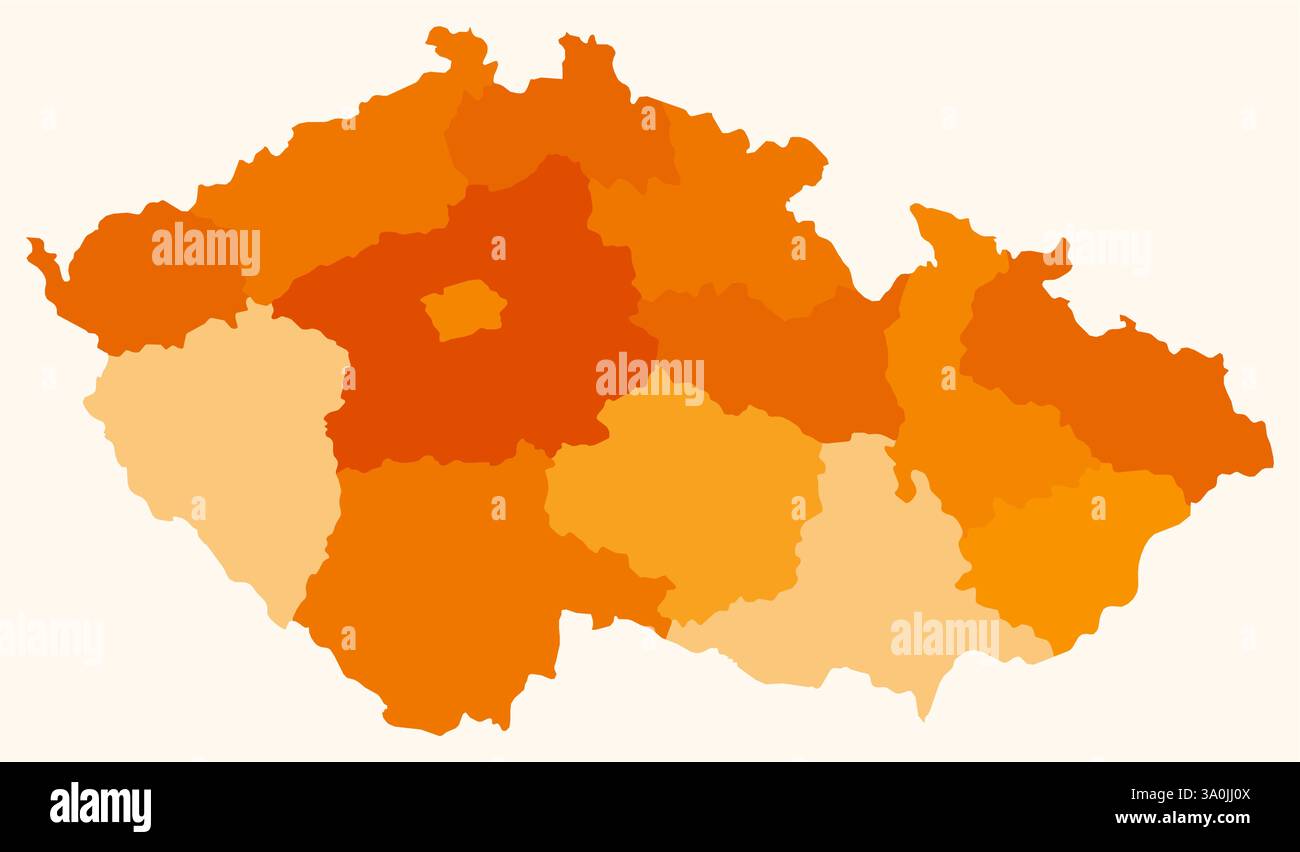 Map of Czechia with regions. Just a simple country border map with ...