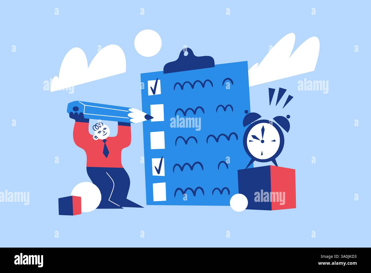 Check list. Task plan. Survey or checklist. Business man character ...