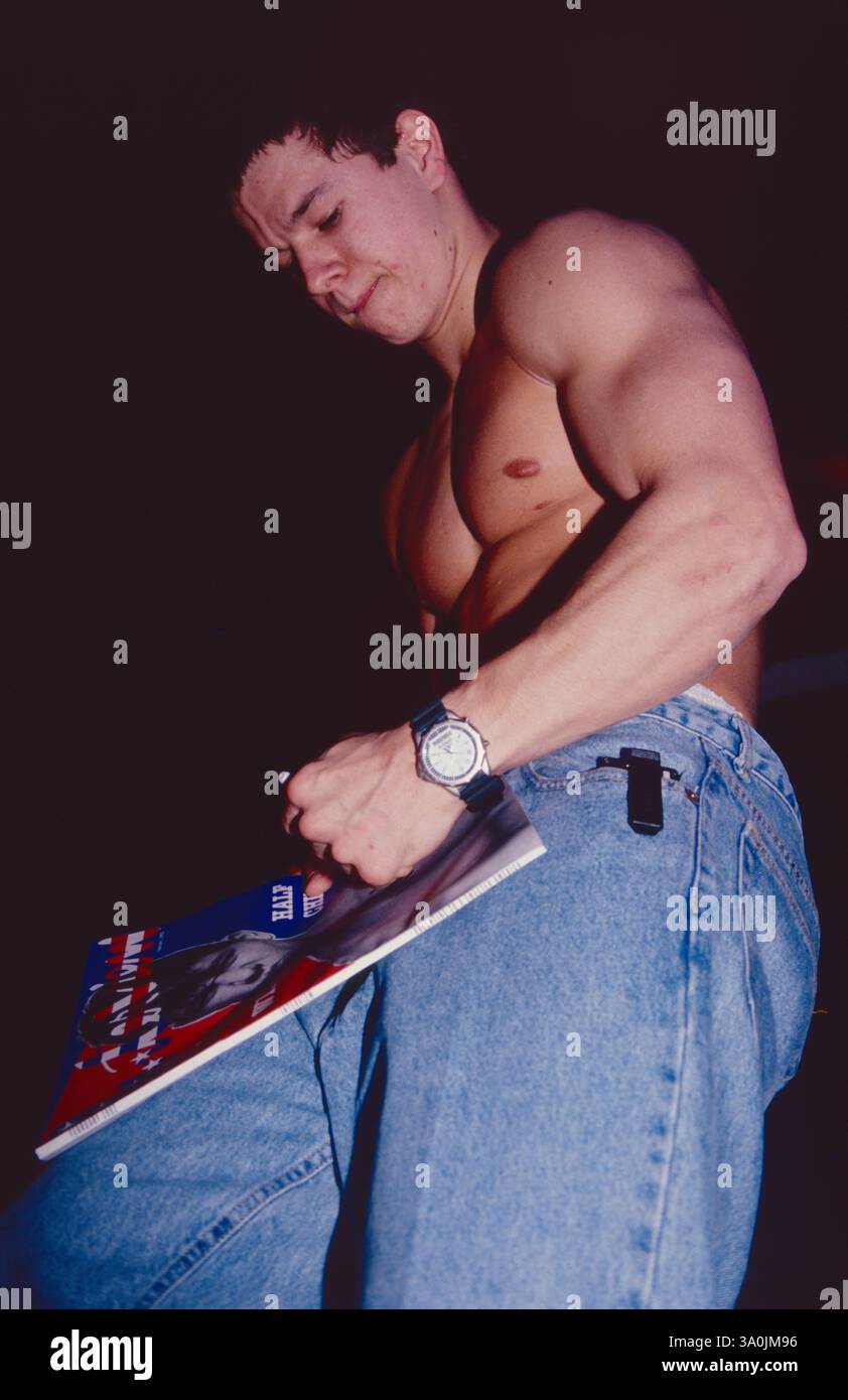 Mark Wahlberg, aka Marky Mark performing at a party to celebrate the ...