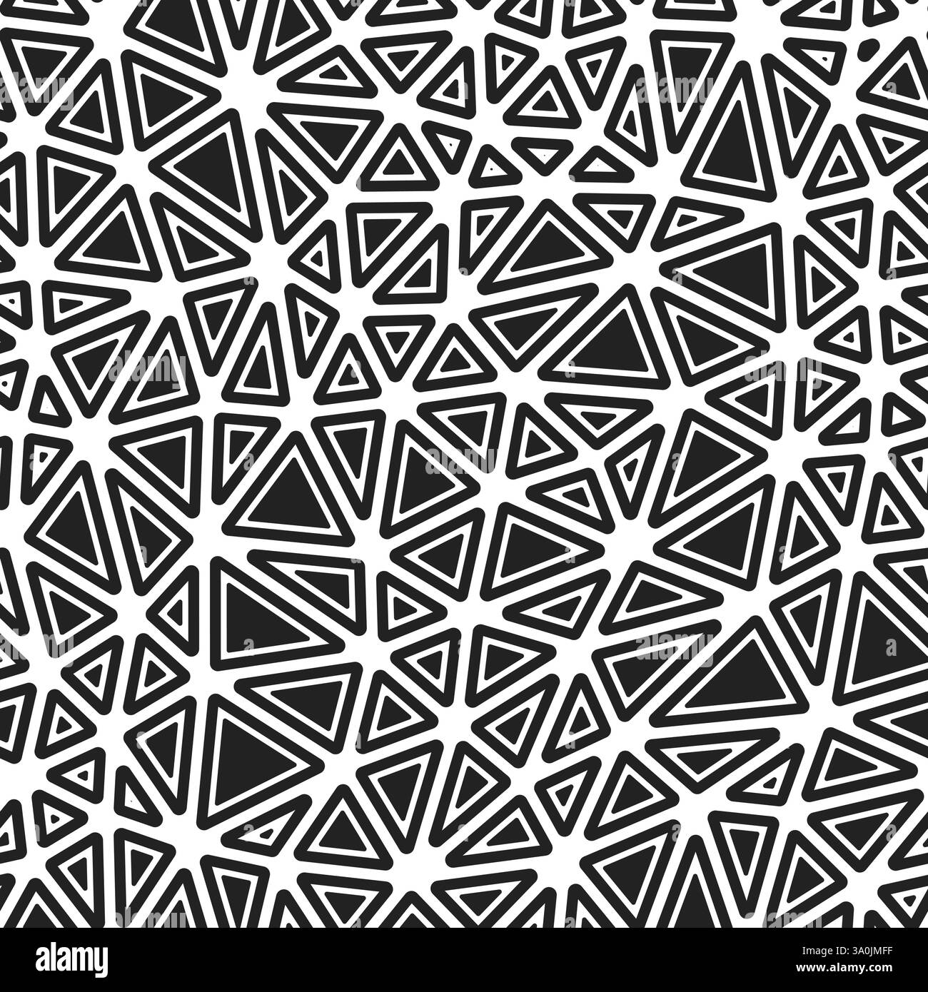 Pattern of triangle shapes. Rounded solid shapes in frames. Medium triangles size. Black and ...