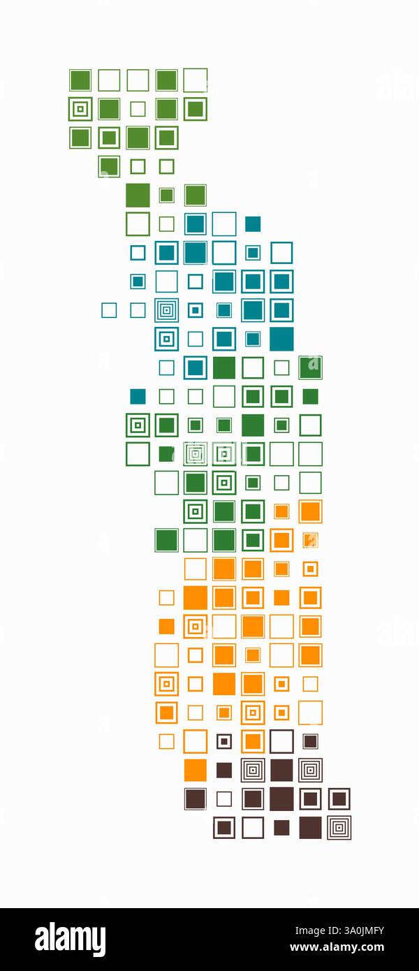 Togo, shape of the country built of colored cells. Digital style map of ...