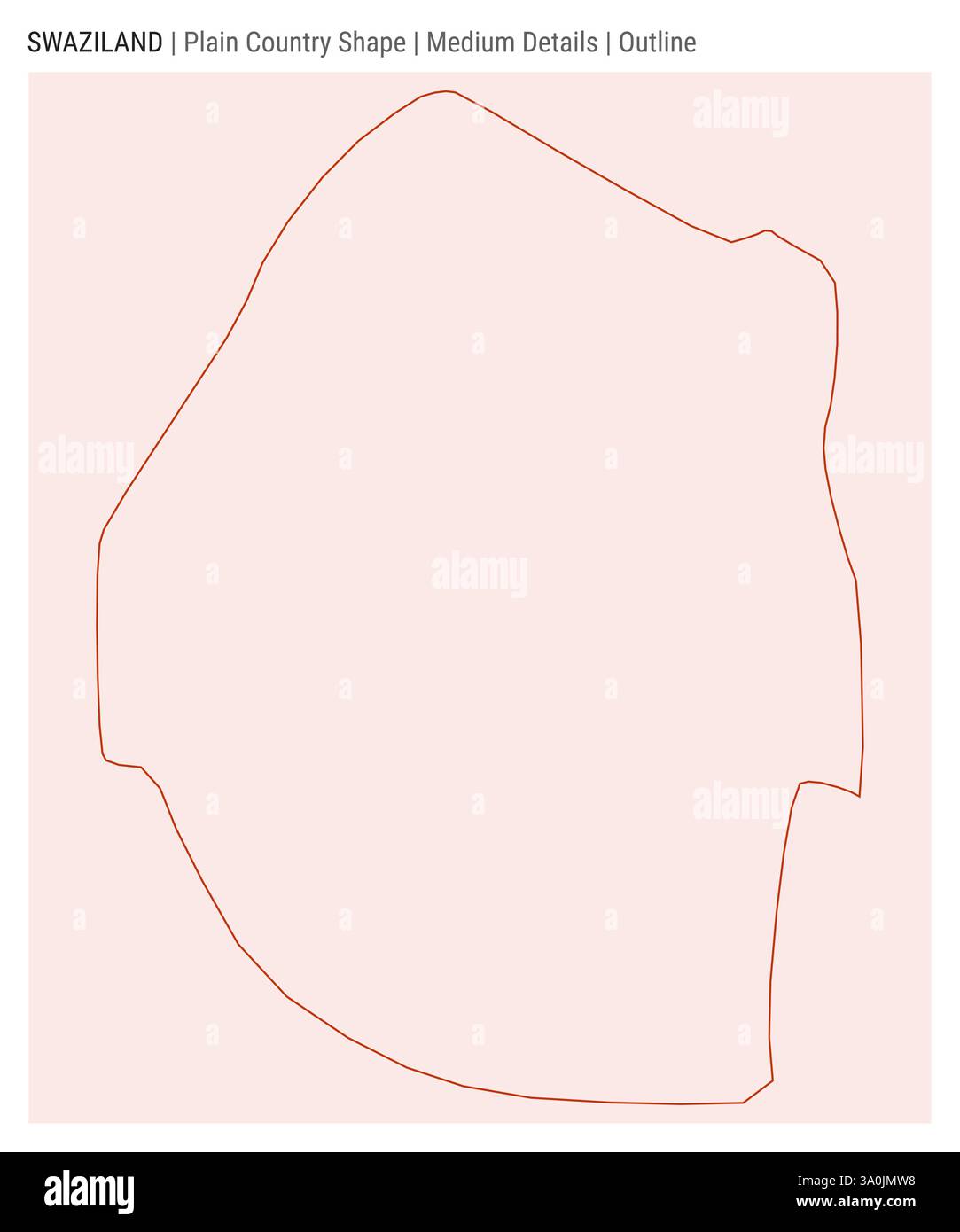 Swaziland plain country map. Medium details. Outline style. Shape of ...
