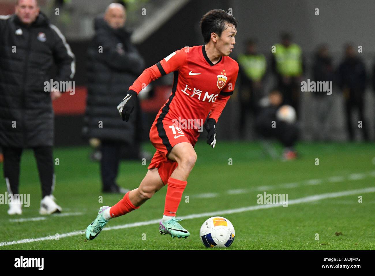 Shanghai, China. 4 March, 2025. Zhen’ao Wang #19 of Shanghai Port FC during the AFC Champions ...