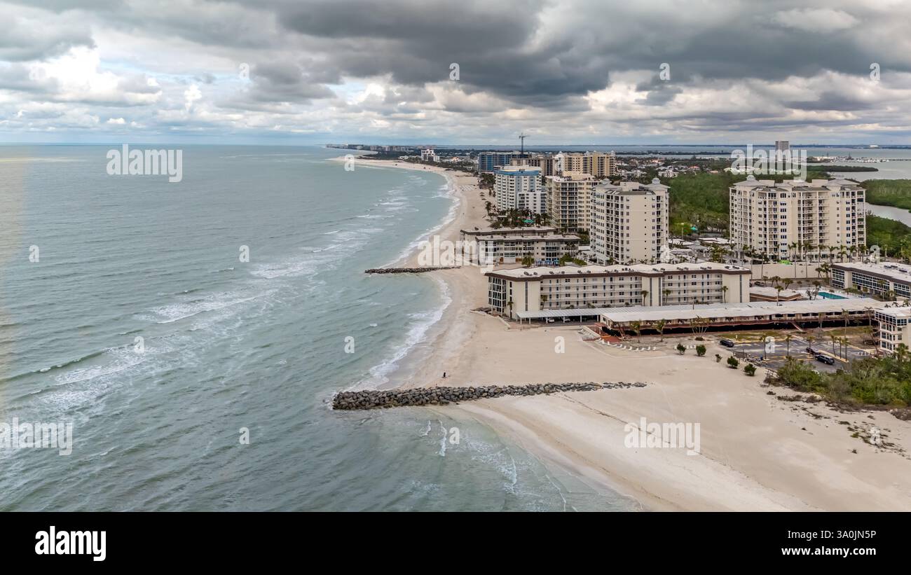 Lido Key, Sarasota, FL, USA - 02-20-2025: Winter aerial photo of the ...