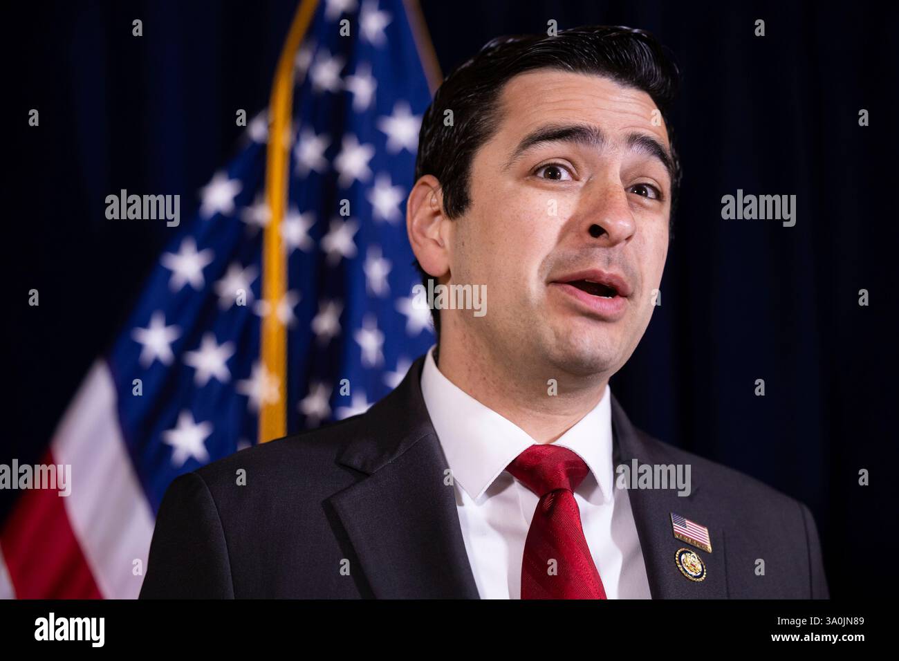 Rep. Gabe Evans (R-Colo.) speaks during a press conference at ...