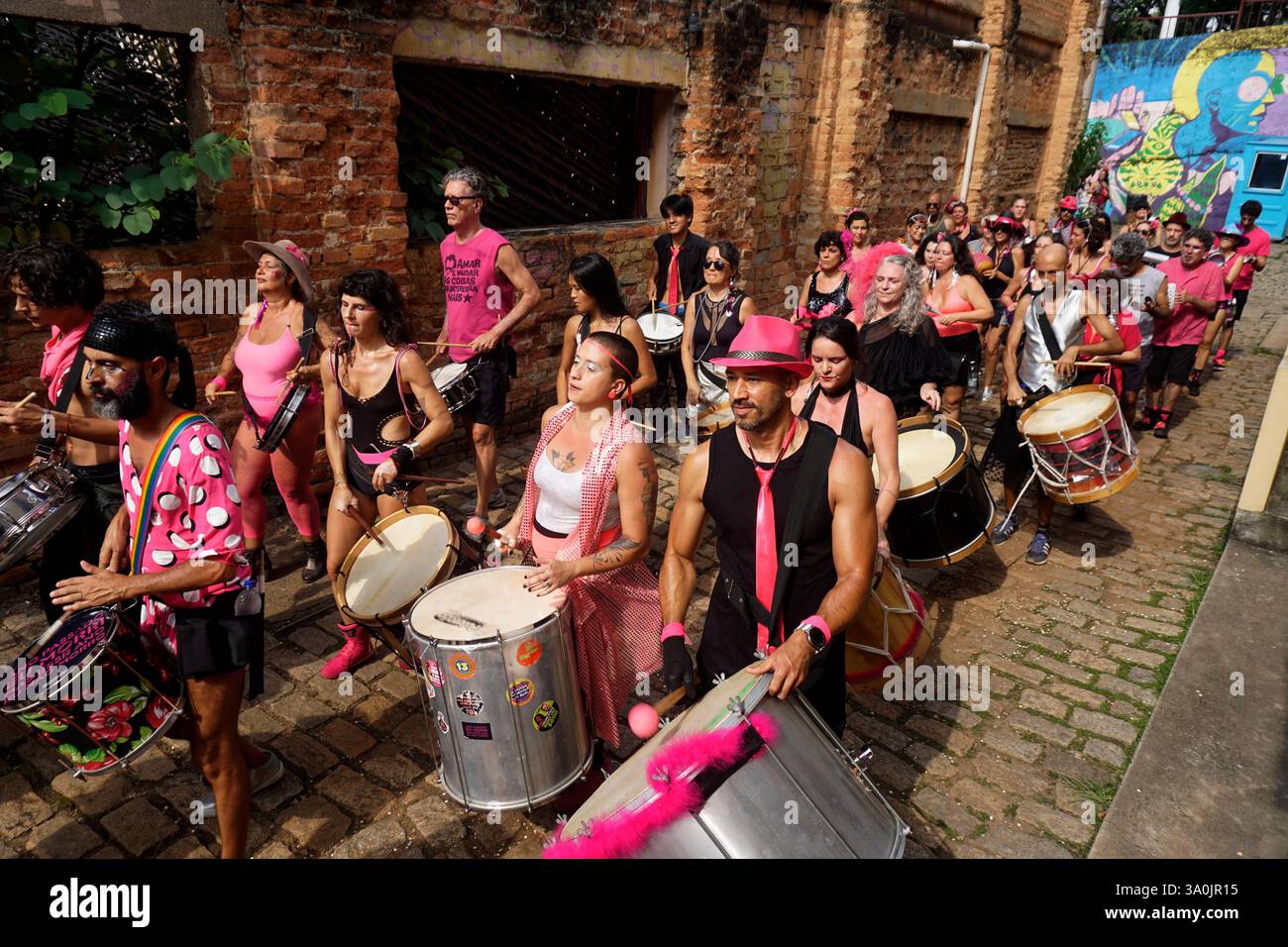 Revelers have fun at the carnival street party in Sao Paulo, Brazil, on ...