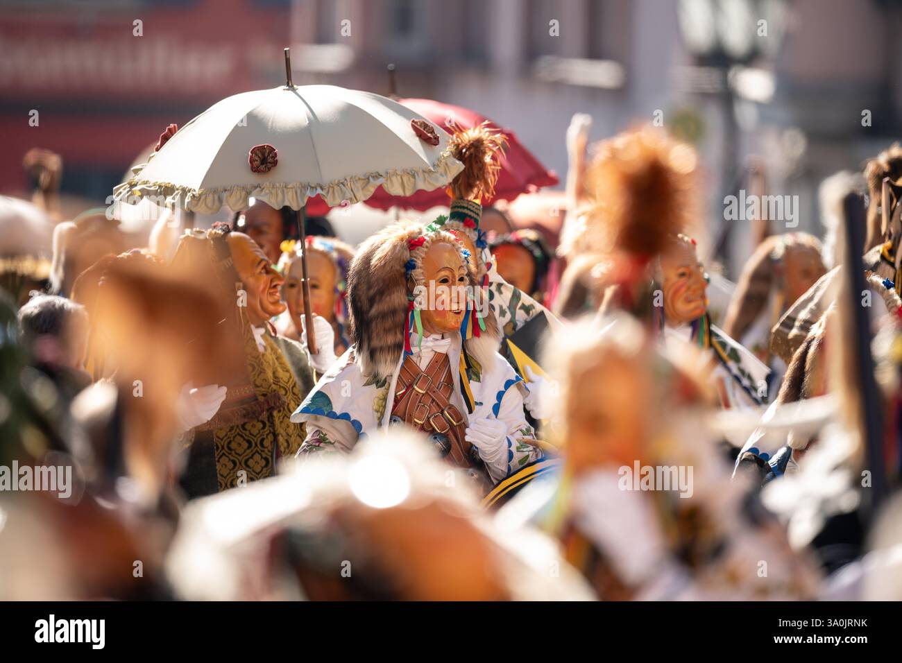 04 March 2025, Baden-Württemberg, Rottweil: Numerous jesters walk ...