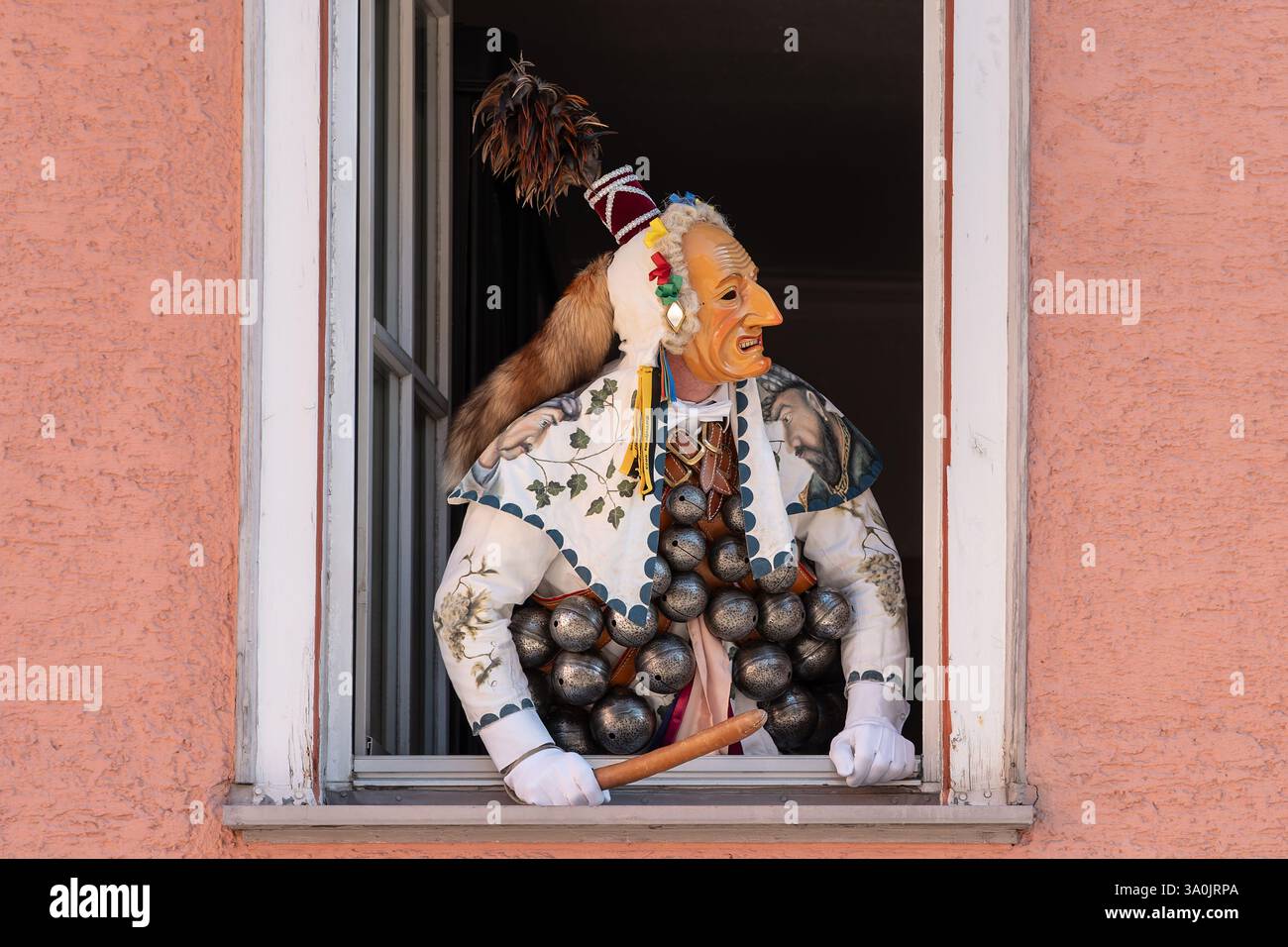 04 March 2025, Baden-Württemberg, Rottweil: A Biß, a Rottweiler jester ...