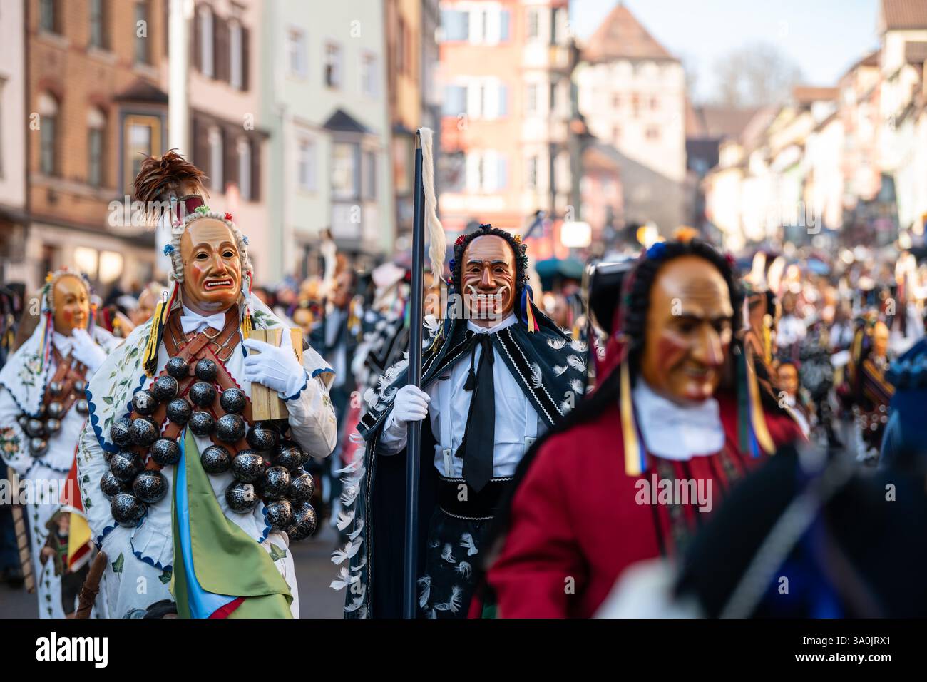 Rottweil, Germany. 04th Mar, 2025. Fools walk through the city center ...