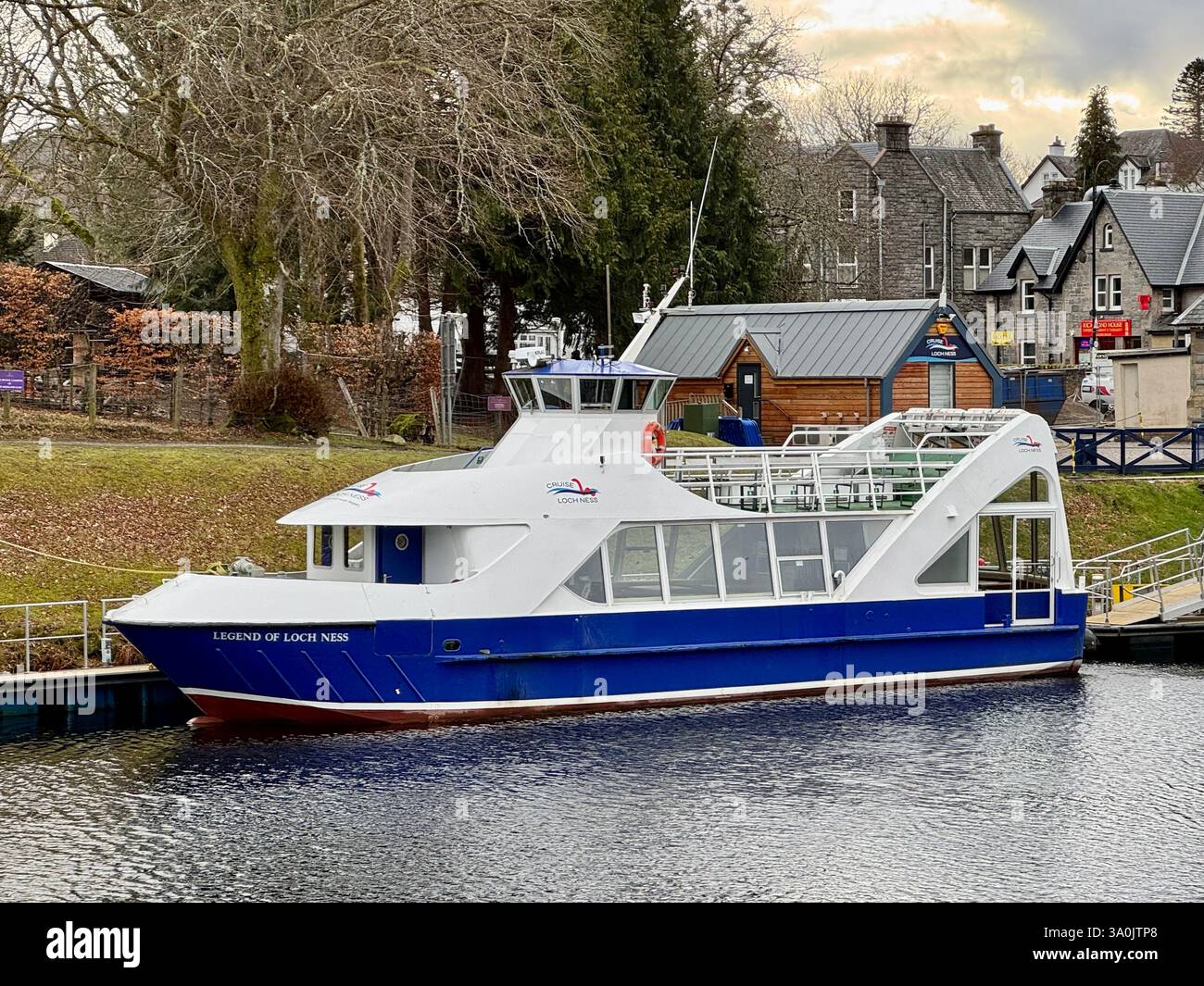 The pleasure boat Legend of Loch Ness moored at Fort Augustus Stock ...