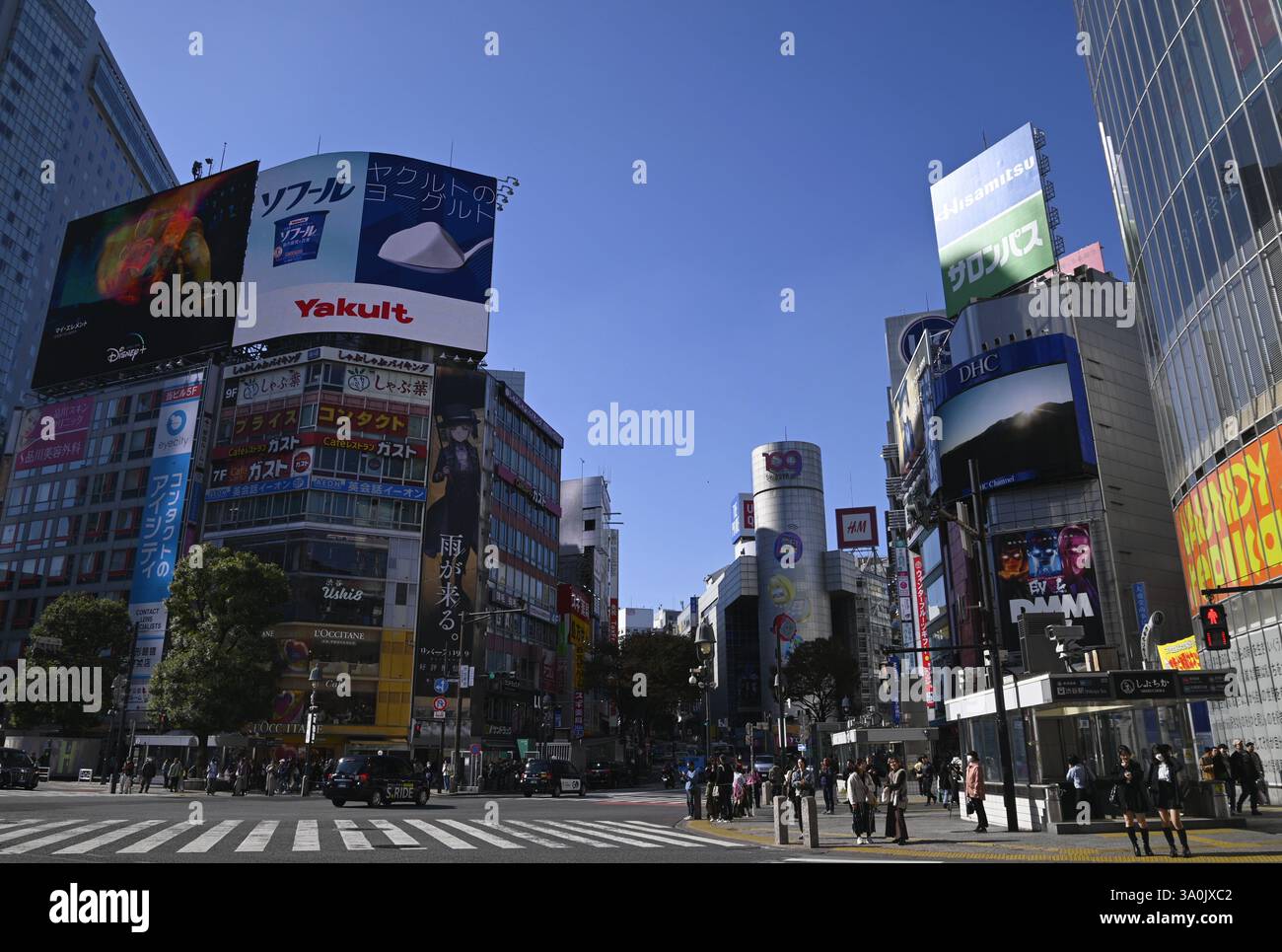 Cityscape with scenic view of billboards and signs on the facade of ...
