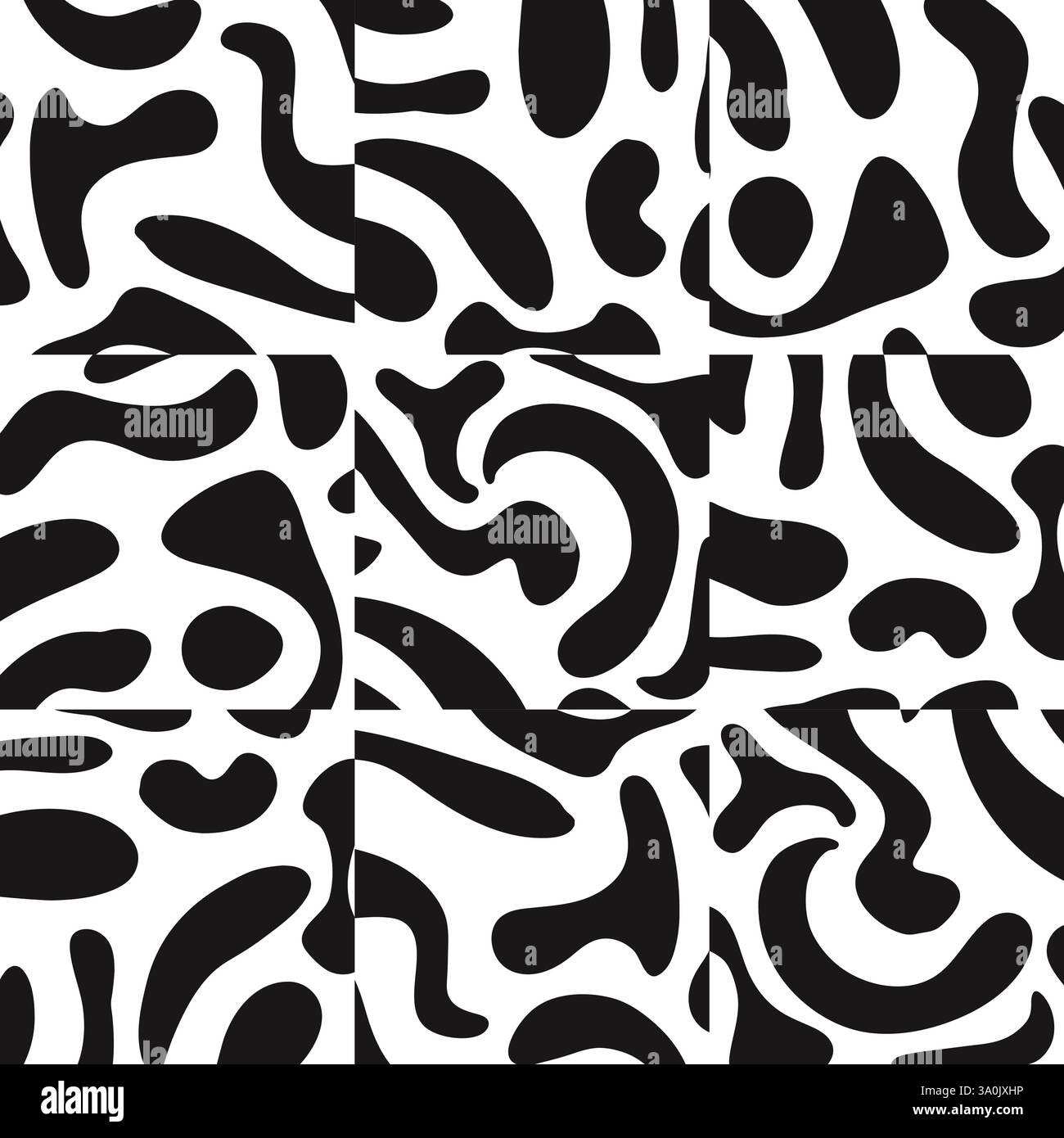 seamless vector pattern square patches with black abstract blobs organic shapes fabric textile ...