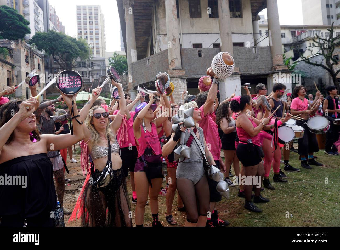 Revelers have fun at the carnival street party in Sao Paulo, Brazil, on ...