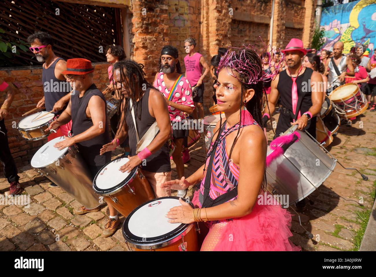 Revelers have fun at the carnival street party in Sao Paulo, Brazil, on ...