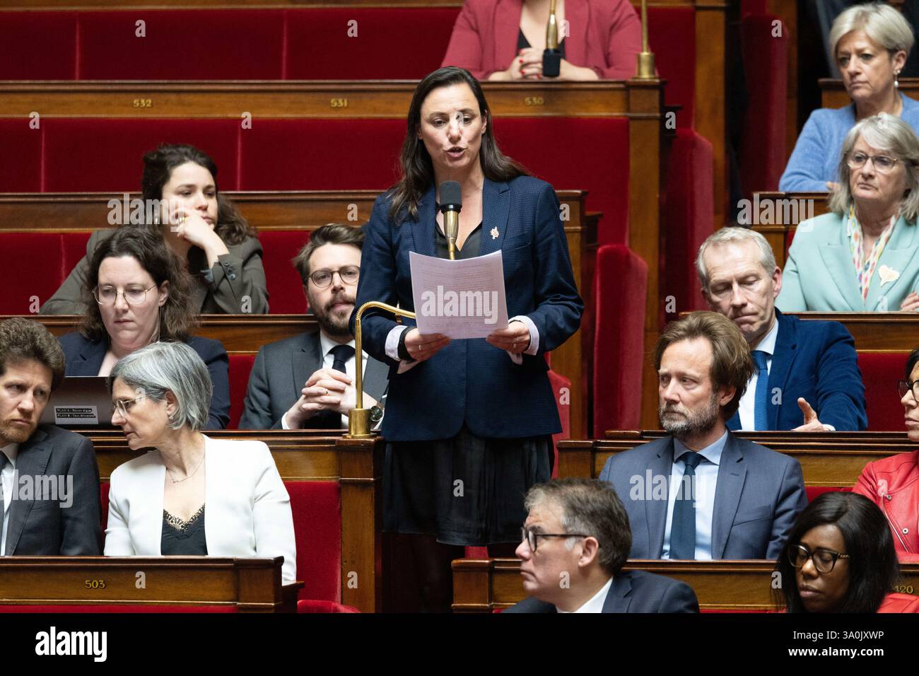 Paris, France. 04th Mar, 2025. PS deputy Anna Pic during a session of ...