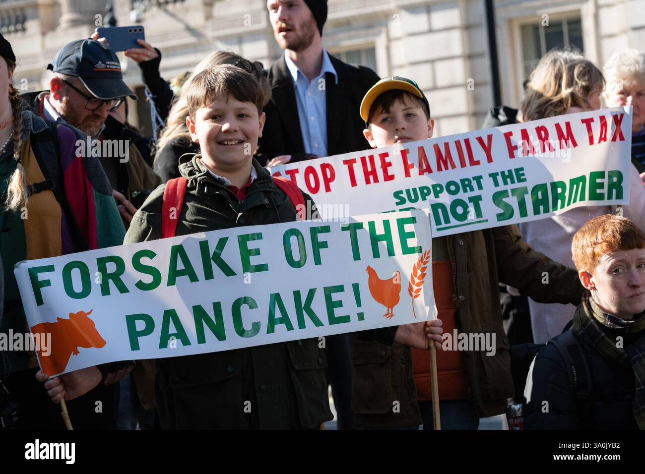 London, UK. 4 March, 2025. Farmers stage their fourth protest against ...
