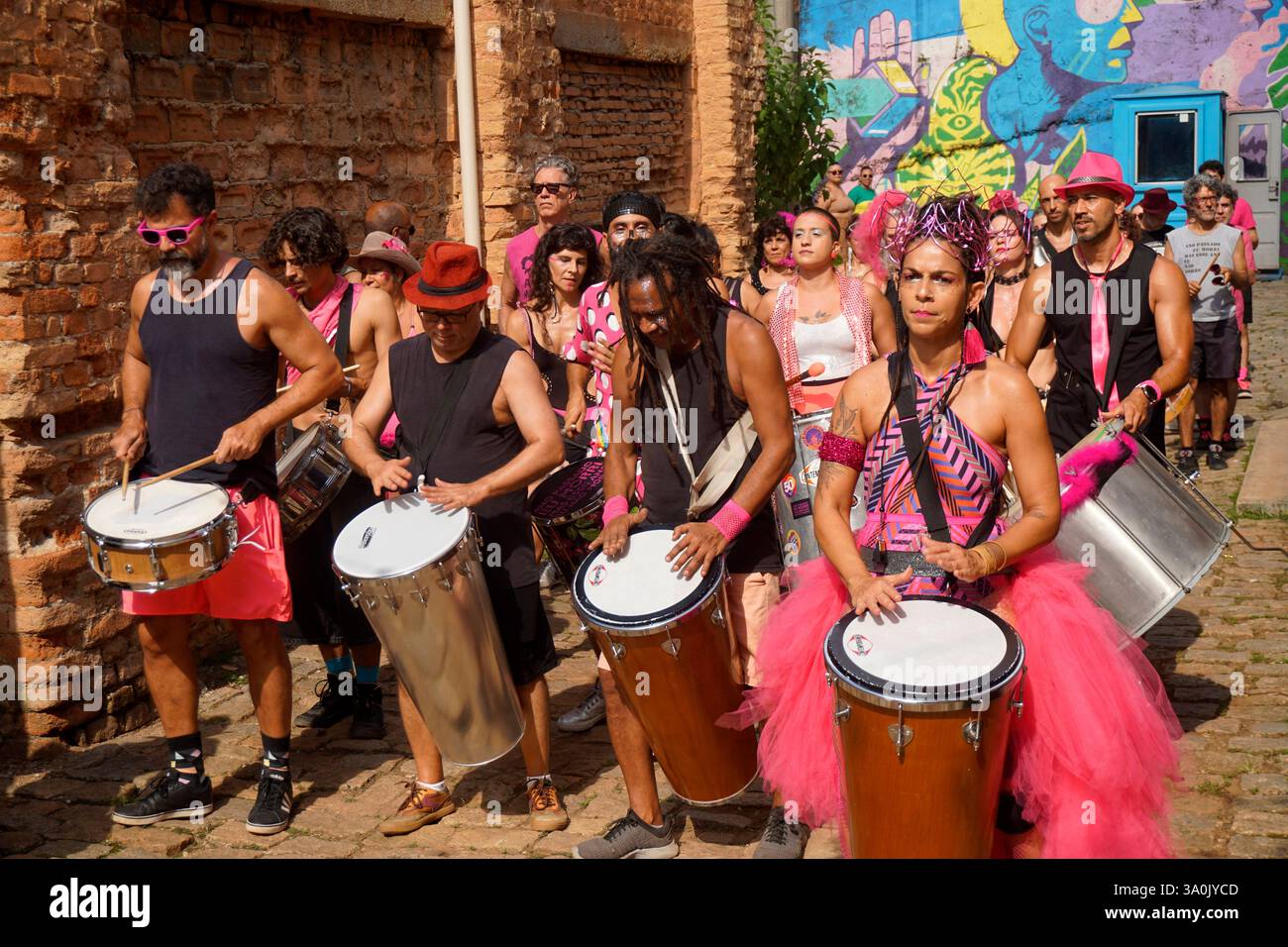 Revelers have fun at the carnival street party in Sao Paulo, Brazil, on ...