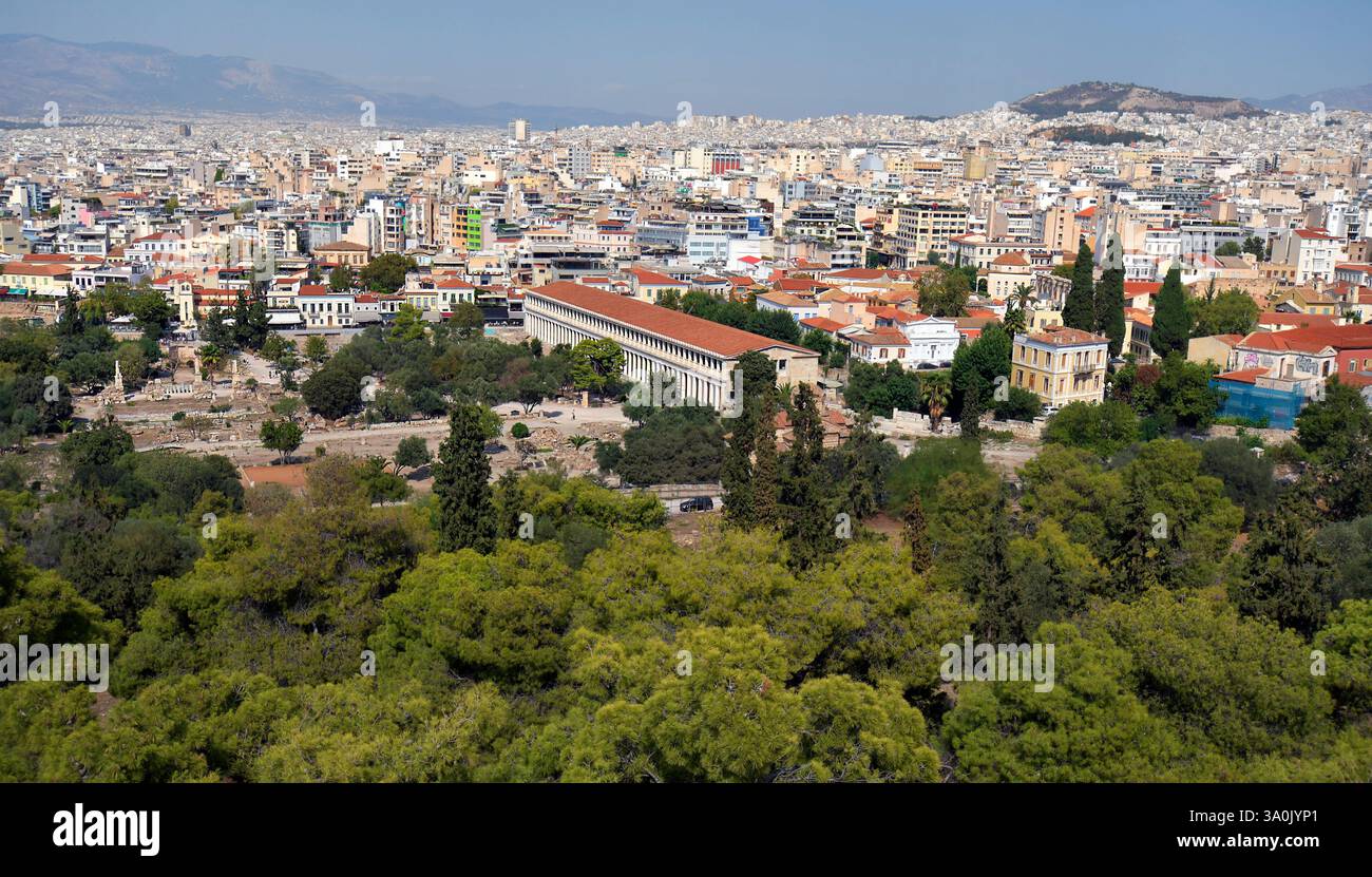 Athens, Greece - September 24, 2024: View from Mars Hill to the city ...