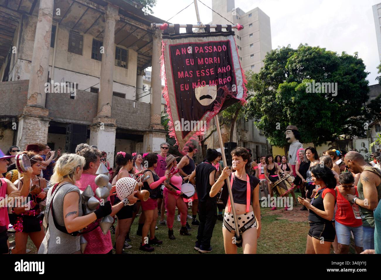 Revelers have fun at the carnival street party in Sao Paulo, Brazil, on ...