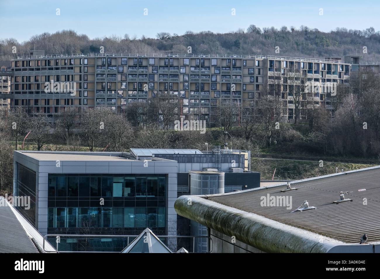 Park Hill Flats under renovation in Sheffield Listed Building Stock Photo - Alamy