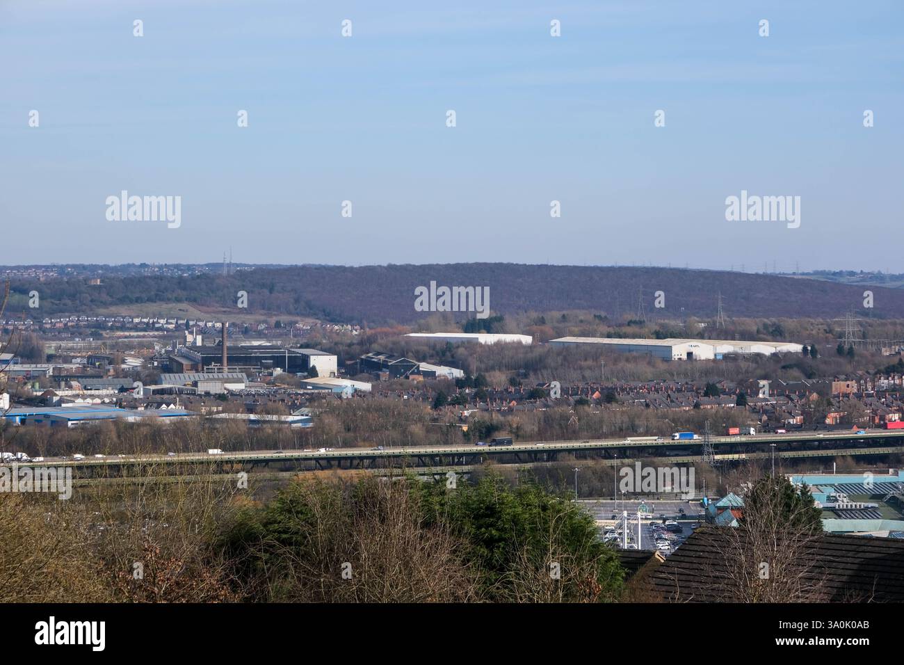 Tinsley viaduct in Sheffield carrying the M1 motorway above the city at ...