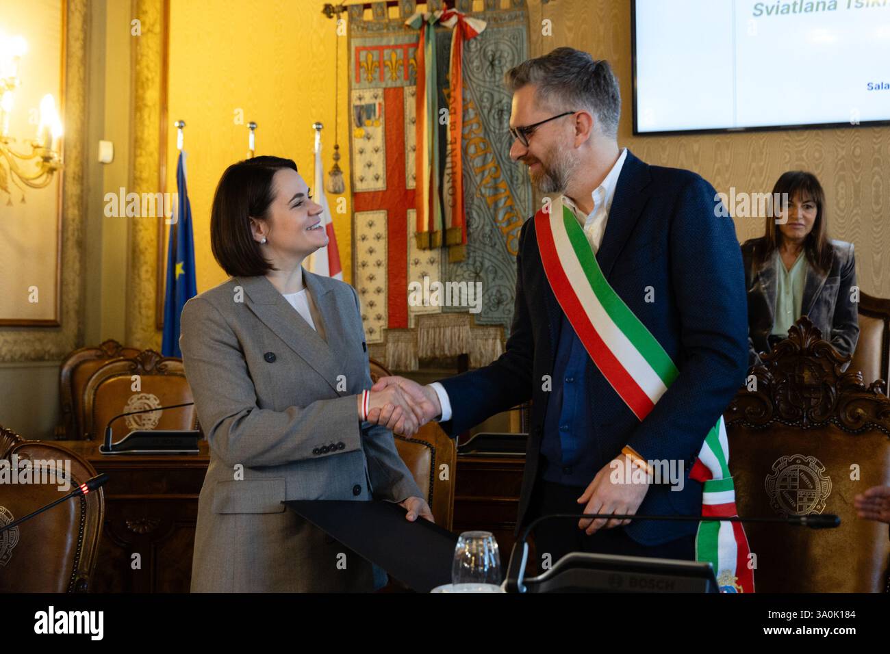 Bologna, Italy. 4 March, 2025. Bologna's Mayor, Matteo Lepore, awarded ...