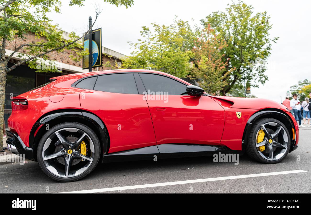 Chicago, Illinois - September 29, 2024: Ferrari Purosangue red color ...