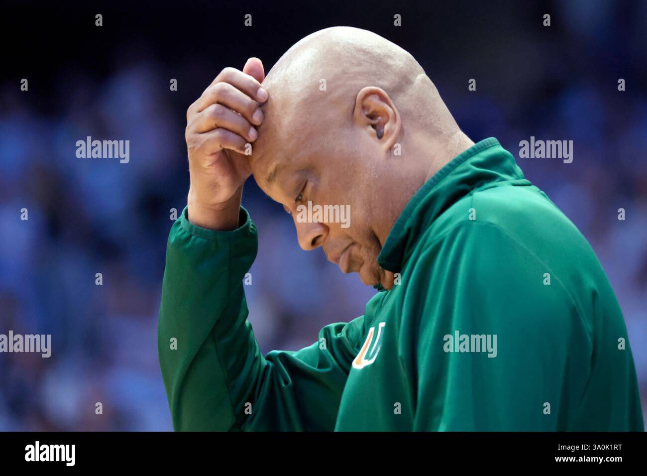 Miami head coach Bill Courtney reacts to his team's play against North ...