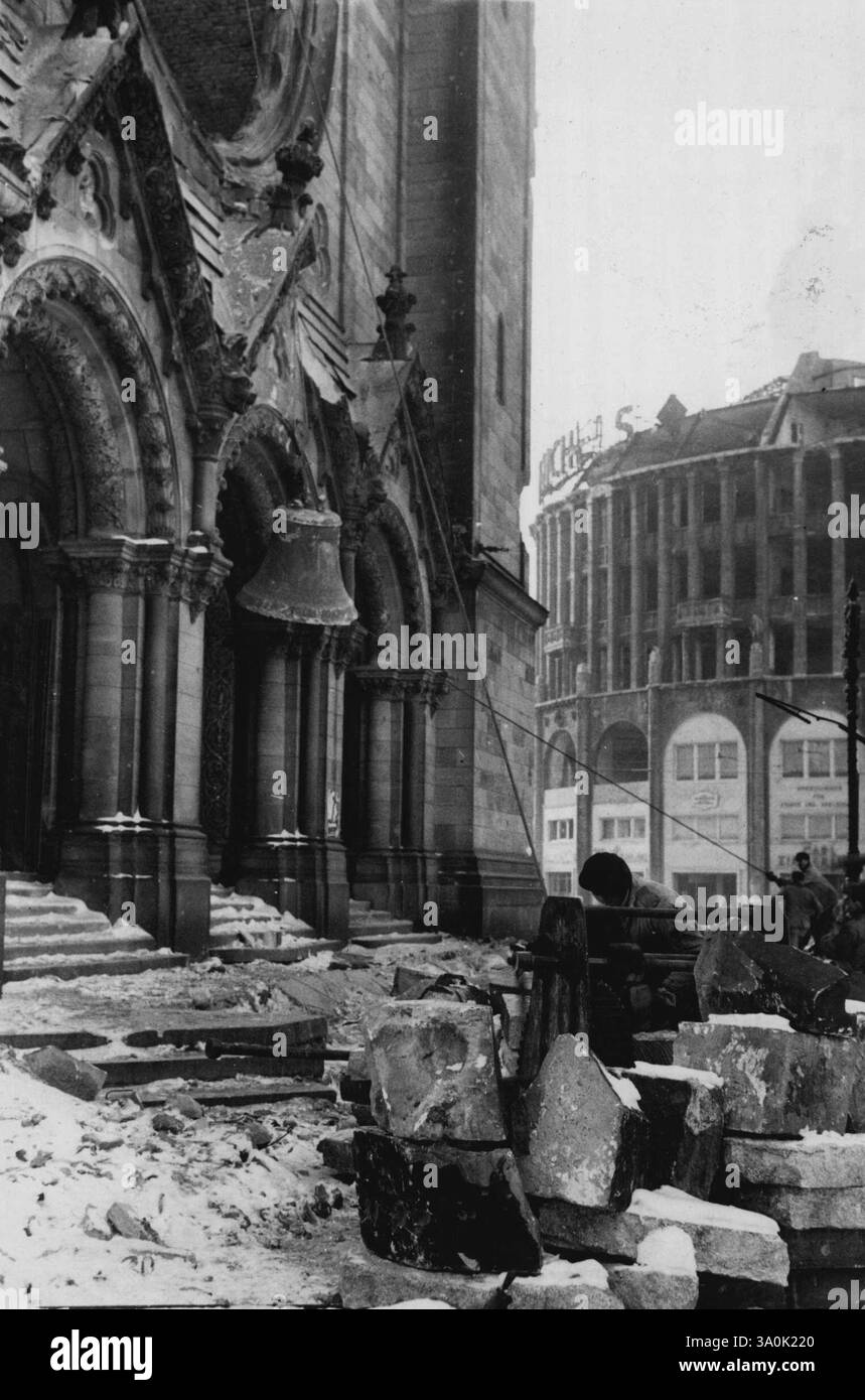 Berlin Church To Be Dynamited -- German workmen removing the only ...