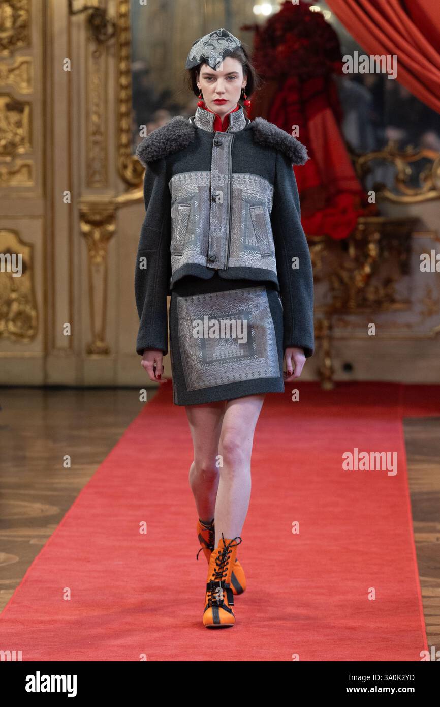 A model walks the runway during the HUI ''Aurora'' Fall/Winter 2025 ...